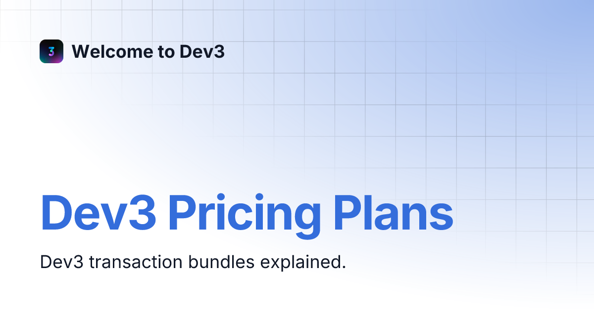 Dev3 Pricing Plans | Welcome to Dev3